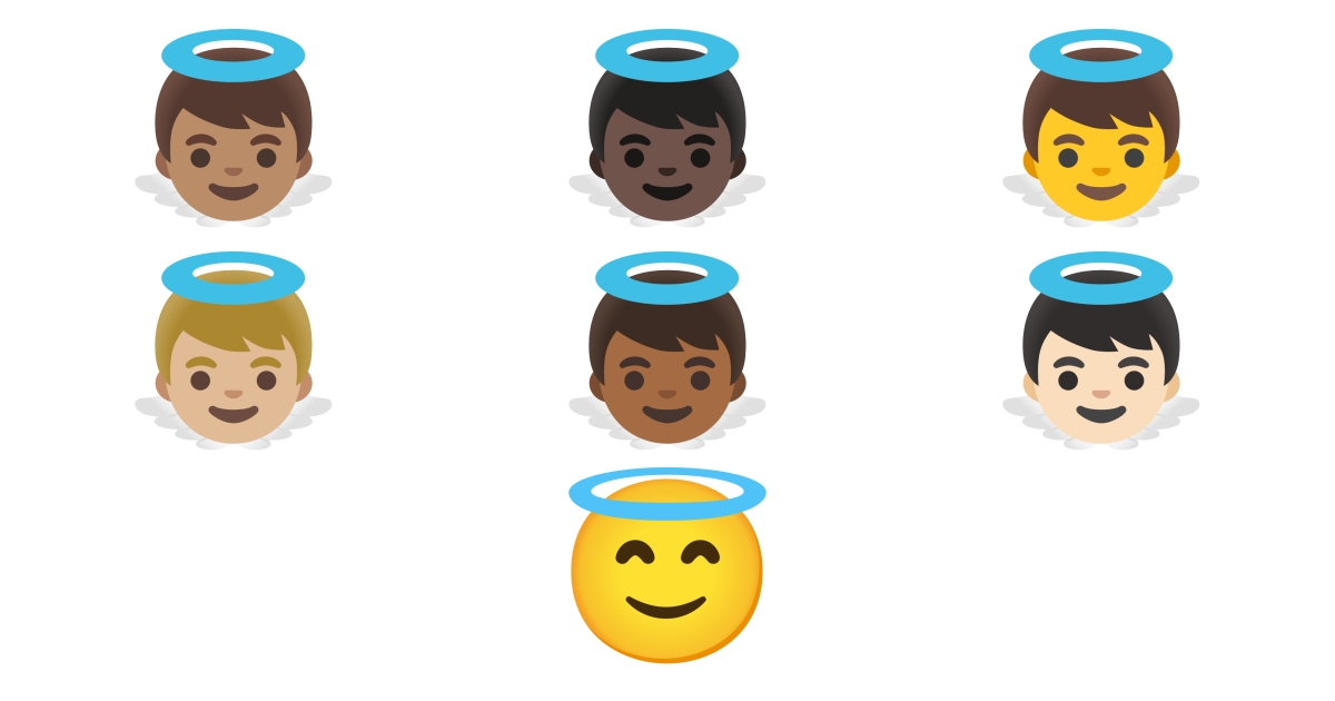😇 Anjo Emojis 👼 👼🏻 👼🏼 👼🏽 👼🏾 👼🏿
