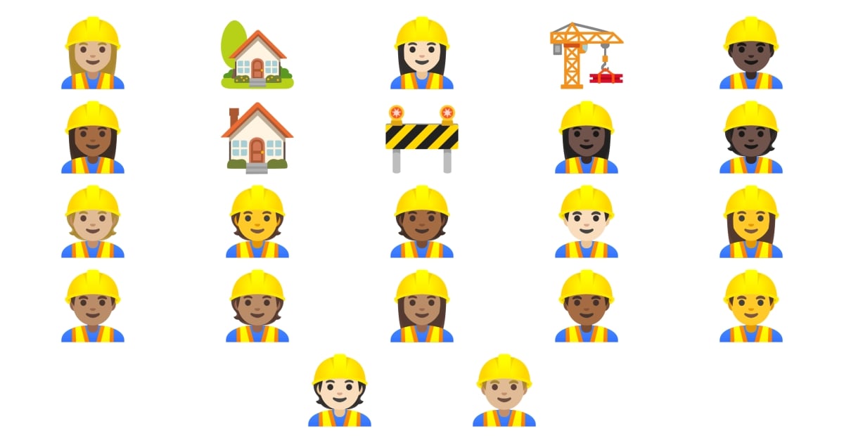 👷 Construção Emojis 👷‍♂️ 👷‍♀️ 🏗️ 🏠 🏡 🚧