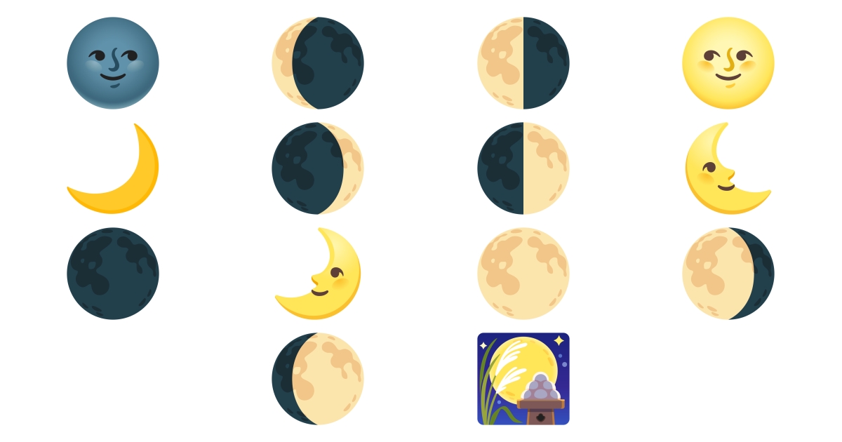🌑 Lua Emojis 🌒 🌓 🌔 🌕 🌖 🌗