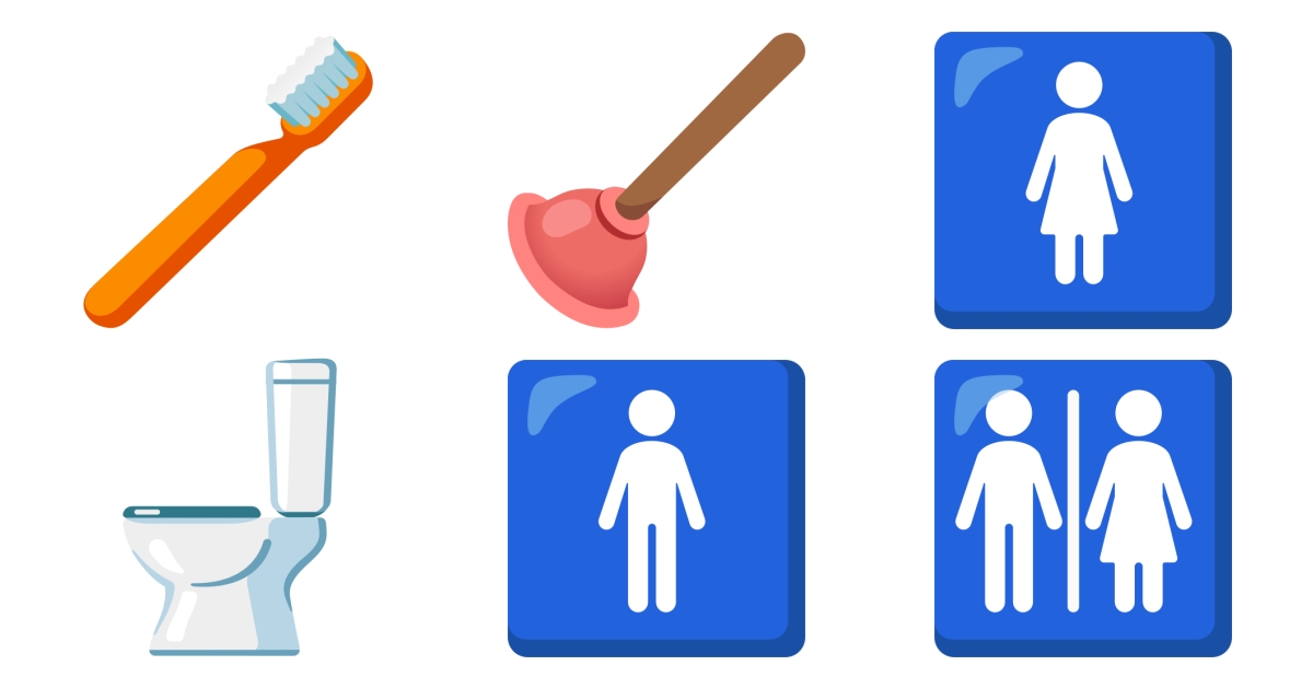🚽 Banheiro Emojis 🪠 🪥 🚹 🚺 🚻